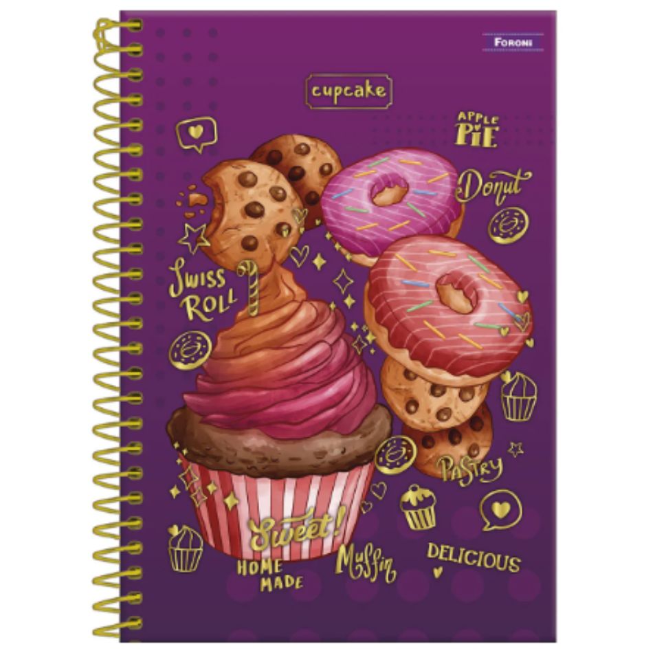 Caderno Forini - Cupcake 1 Matéria - TRIMMOVEL